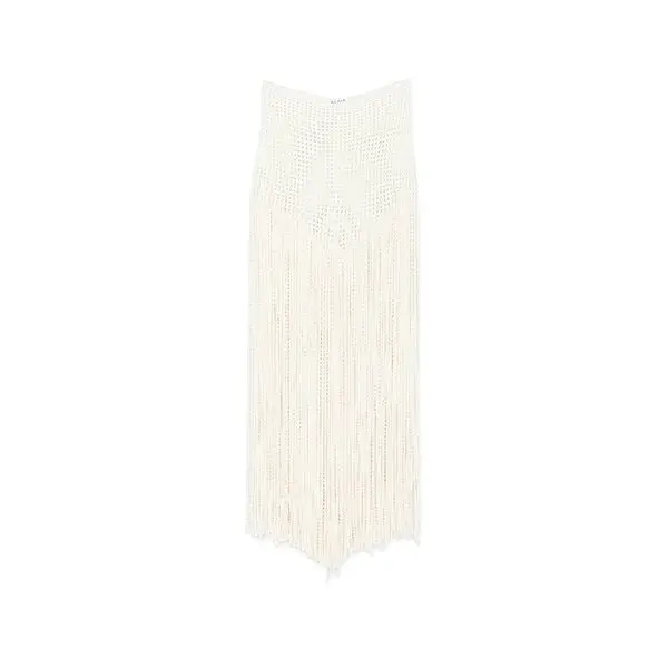 Alaïa Off-white Woven Fringe Trousers - Cream