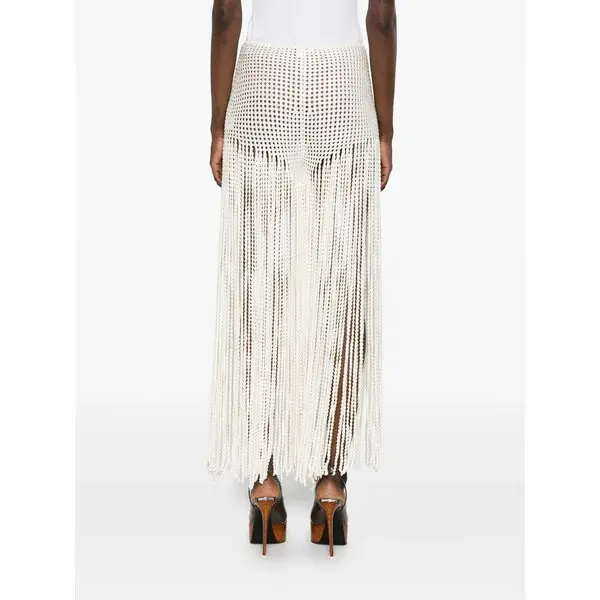Alaïa Off-white Woven Fringe Trousers