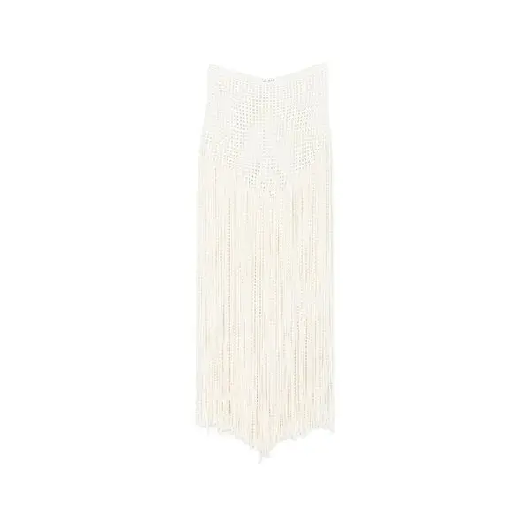 Alaïa Off-white Woven Fringe Trousers - Cream