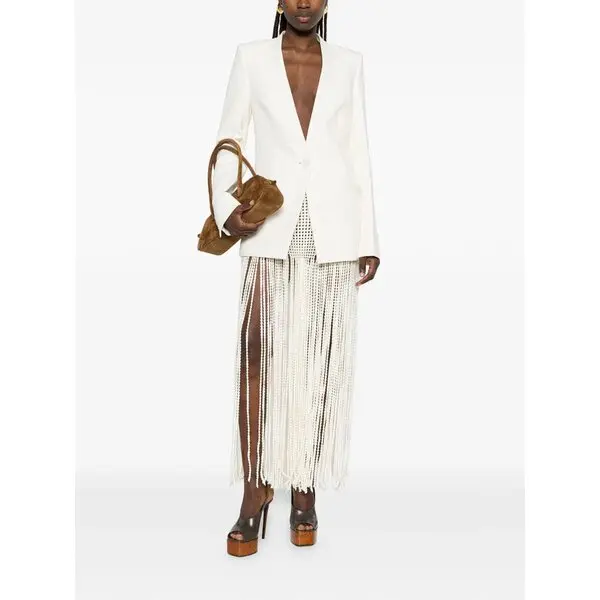 Alaïa Off-white Woven Fringe Trousers