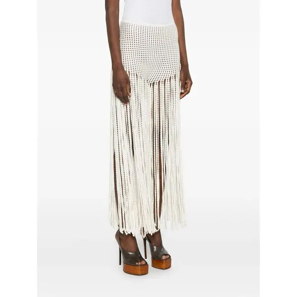 Alaïa Off-white Woven Fringe Trousers