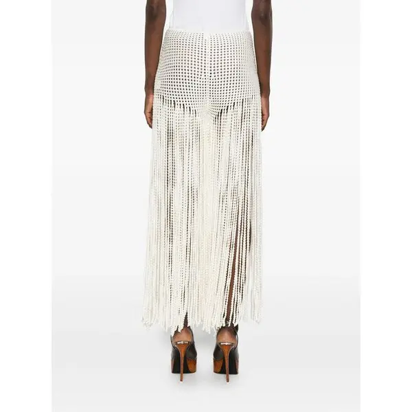 Alaïa Off-white Woven Fringe Trousers