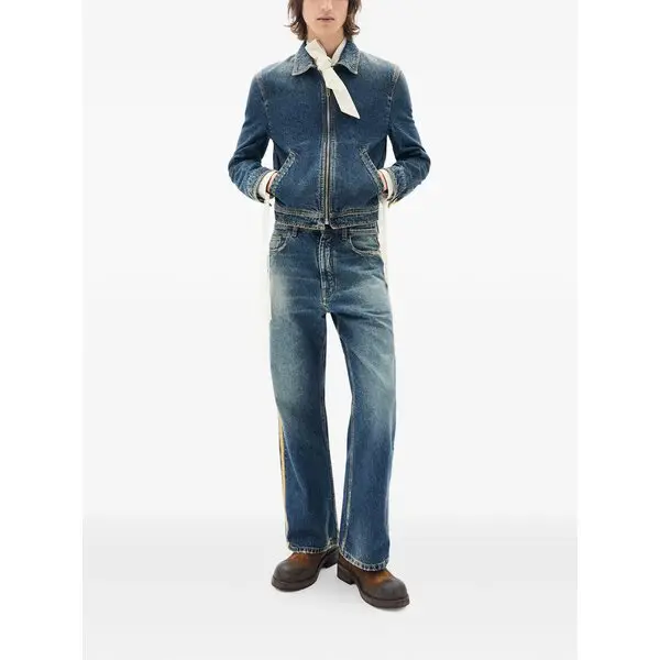 ANN DEMEULEMEESTER Denim Wide-leg Jeans With Side Stripe