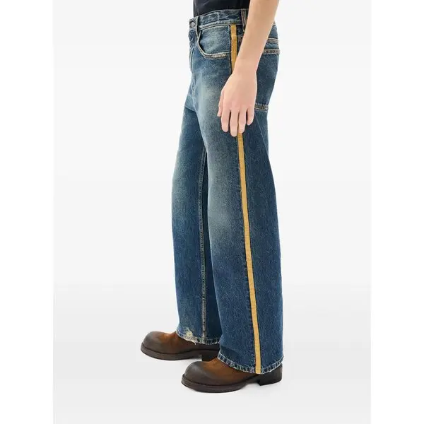 ANN DEMEULEMEESTER Denim Wide-leg Jeans With Side Stripe