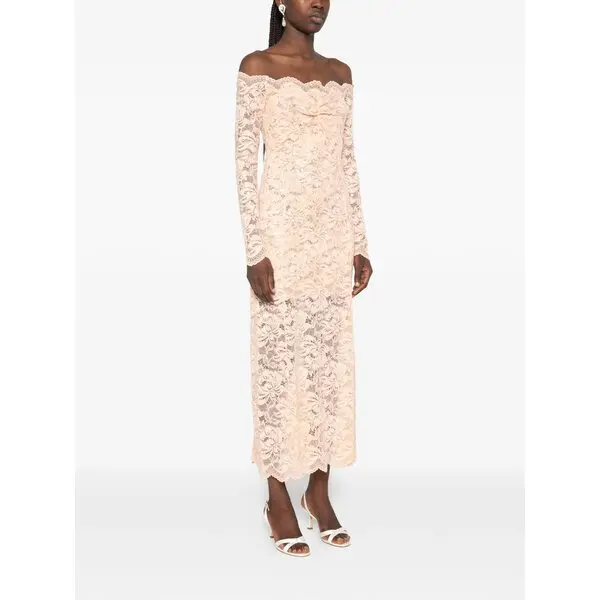 Rabanne Light Floral Lace Off-shoulder Dress
