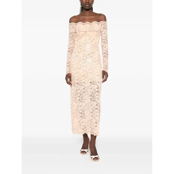 Rabanne Light Floral Lace Off-shoulder Dress