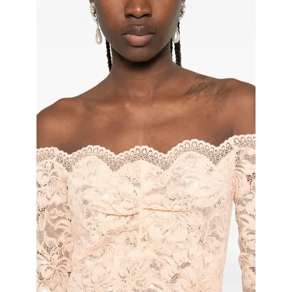 Rabanne Light Floral Lace Off-shoulder Dress