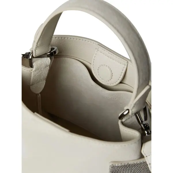 Brunello Cucinelli Calf Leather Tote Bag With Monili Chain Detail