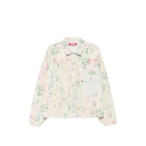 Junya Watanabe Floral Print Linen Blend Jacket - Cream