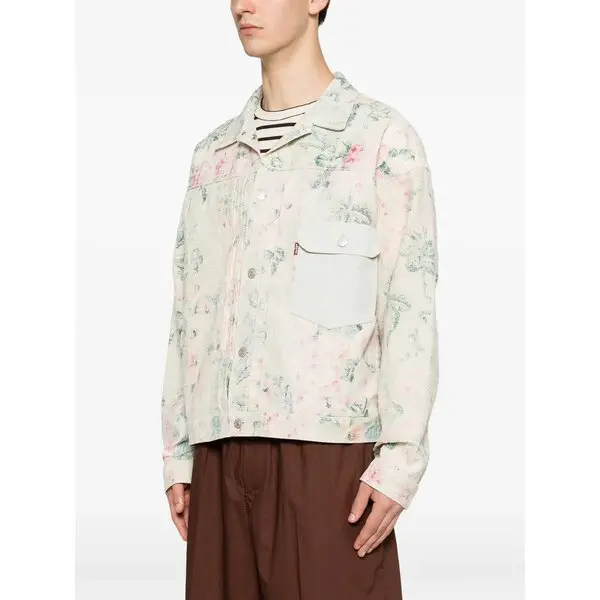 Junya Watanabe Floral Print Linen Blend Jacket - Cream