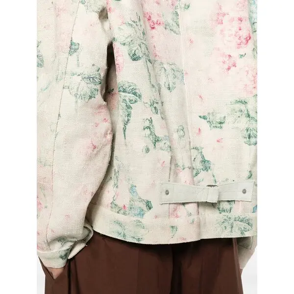 Junya Watanabe Floral Print Linen Blend Jacket - Cream