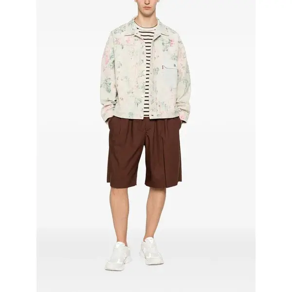 Junya Watanabe Floral Print Linen Blend Jacket - Cream