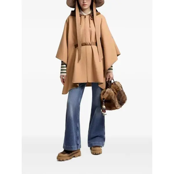 Moncler Beige Bow Detail Cape