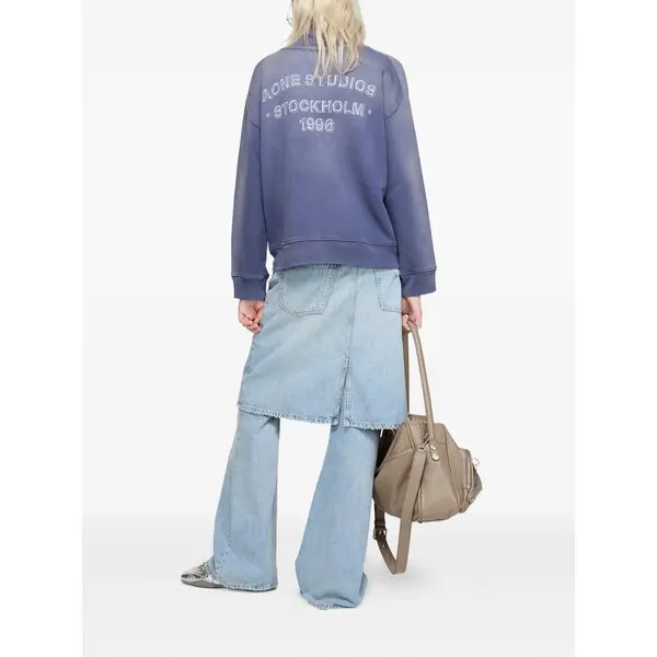 Acne Studios Crewneck Sweatshirt With Logo Detail - Blue