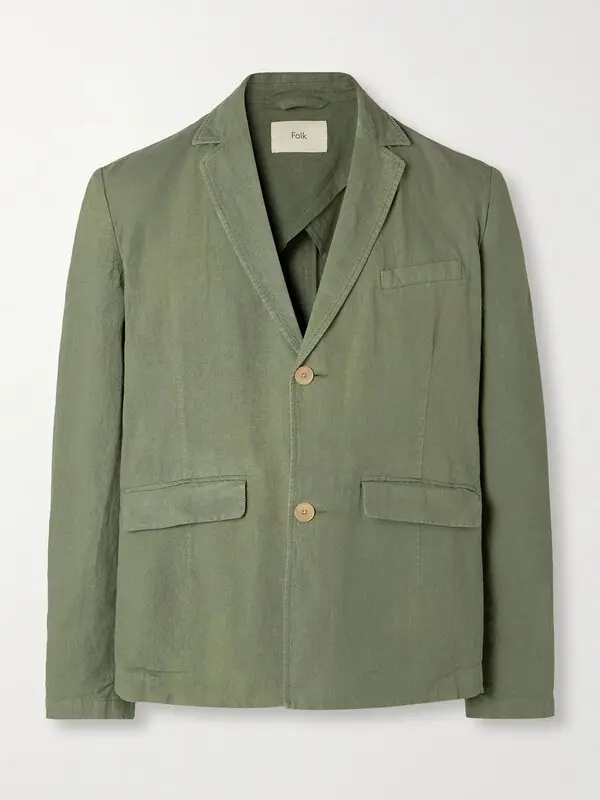 Folk Lunar Linen And Cotton-blend Suit Jacket
