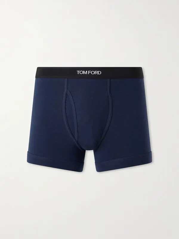 TOM FORD Stretch Cotton-blend Jersey Boxer Briefs - Blue