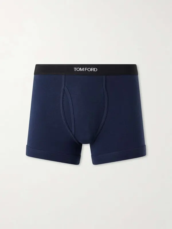 TOM FORD Stretch Cotton-blend Jersey Boxer Briefs - Navy