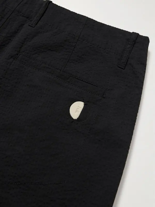 Folk Assembly" Straight-leg Pleated Cotton-blend Seersucker Trousers