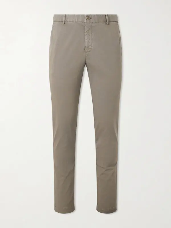 Sunspel Straight-leg Garment-dyed Cotton-blend Twill Chinos