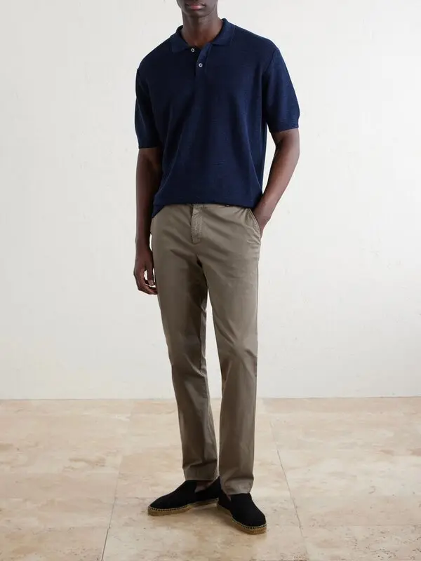 Sunspel Straight-leg Garment-dyed Cotton-blend Twill Chinos