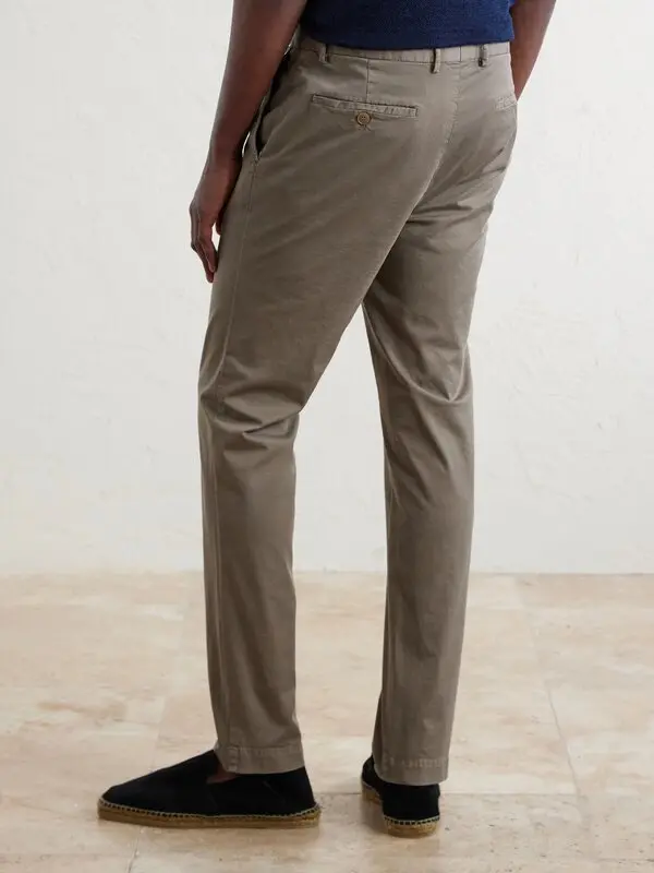 Sunspel Straight-leg Garment-dyed Cotton-blend Twill Chinos