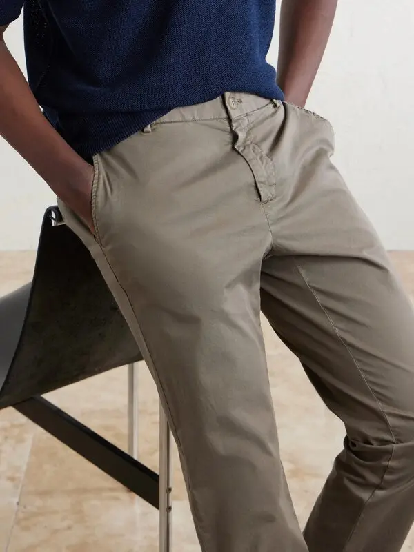 Sunspel Straight-leg Garment-dyed Cotton-blend Twill Chinos