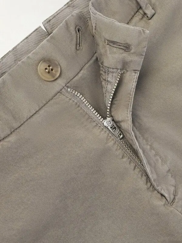 Sunspel Straight-leg Garment-dyed Cotton-blend Twill Chinos
