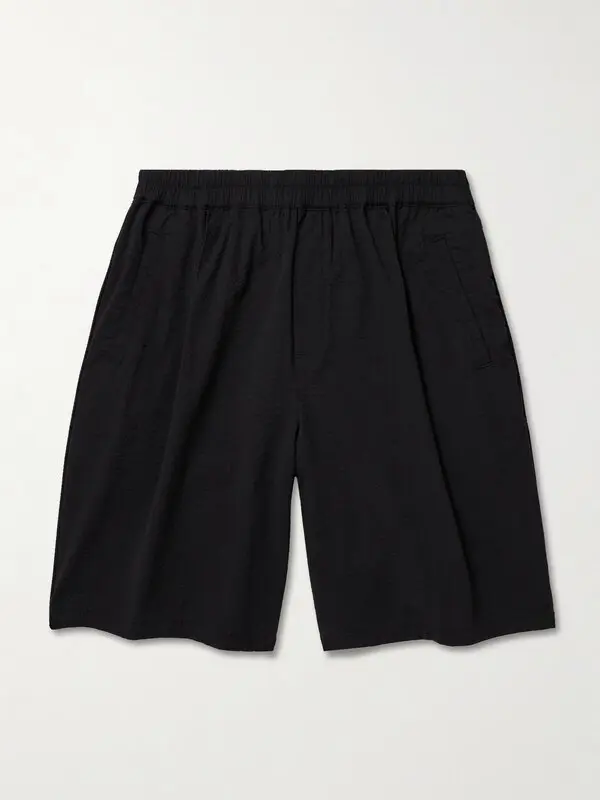 Folk Assembly Wide-leg Cotton-blend Seersucker Shorts