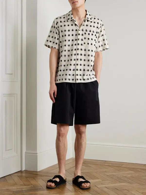 Folk Assembly Wide-leg Cotton-blend Seersucker Shorts