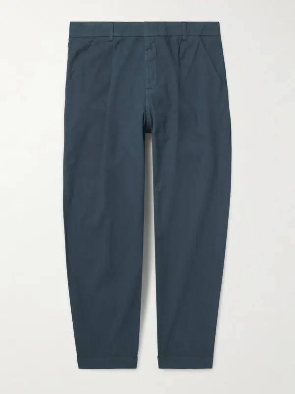 Folk Assembly Straight-leg Pleated Cotton Suit Trousers - Blue