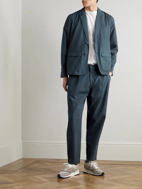 Folk Assembly Straight-leg Pleated Cotton Suit Trousers