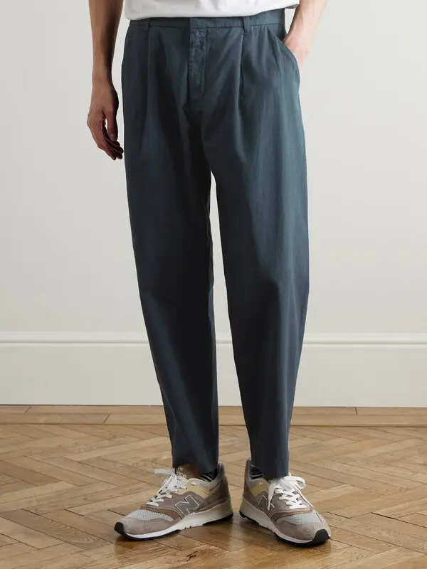 Folk Assembly Straight-leg Pleated Cotton Suit Trousers