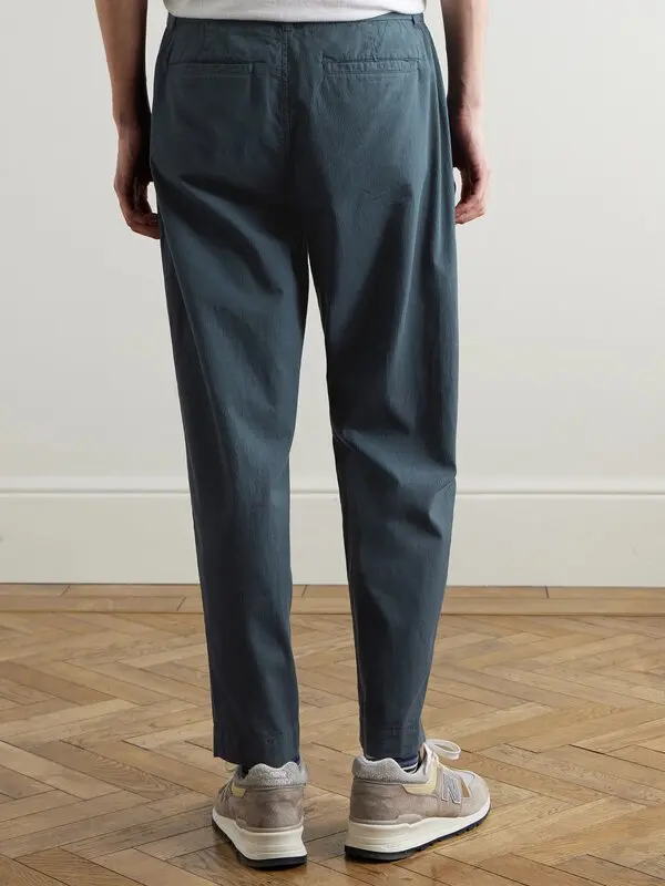 Folk Assembly Straight-leg Pleated Cotton Suit Trousers
