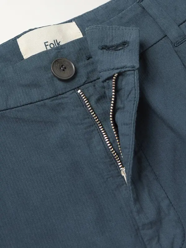 Folk Assembly Straight-leg Pleated Cotton Suit Trousers