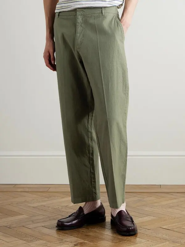 Folk Lunar Straight-leg Trousers In Linen And Cotton Blend