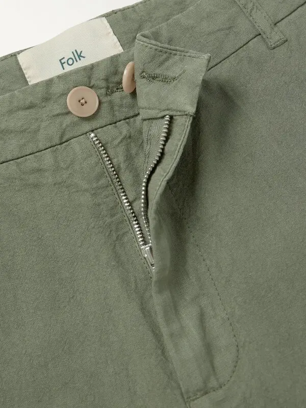 Folk Lunar Straight-leg Trousers In Linen And Cotton Blend
