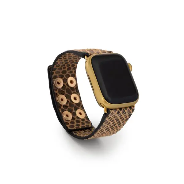 Saachi Embossed Leather Apple Watch Band - Brown
