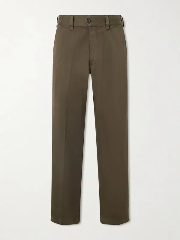 DRAKE'S Straight-leg Peached Cotton-twill Trousers