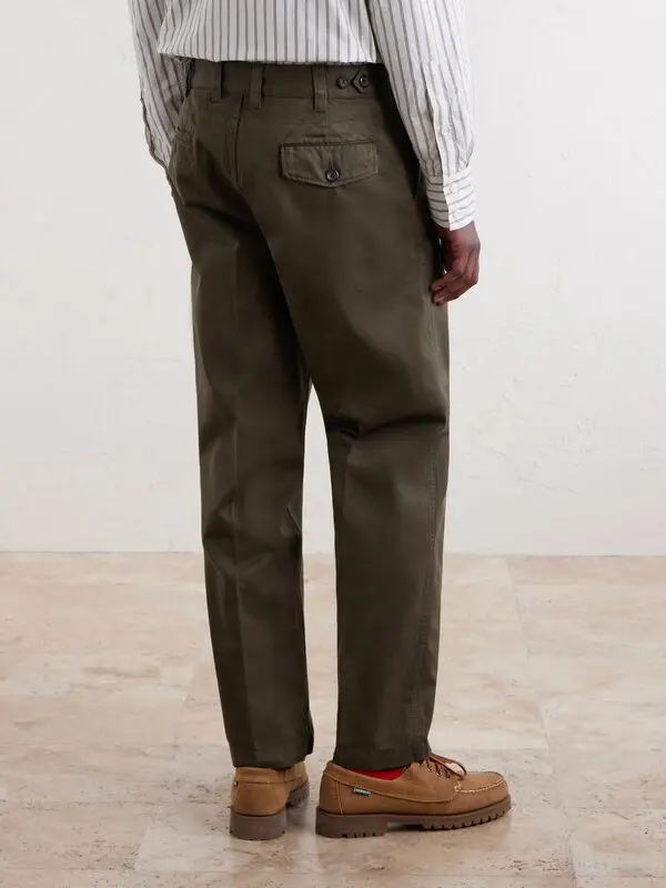 DRAKE'S Straight-leg Peached Cotton-twill Trousers