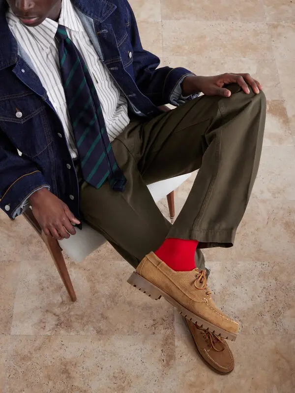 DRAKE'S Straight-leg Peached Cotton-twill Trousers