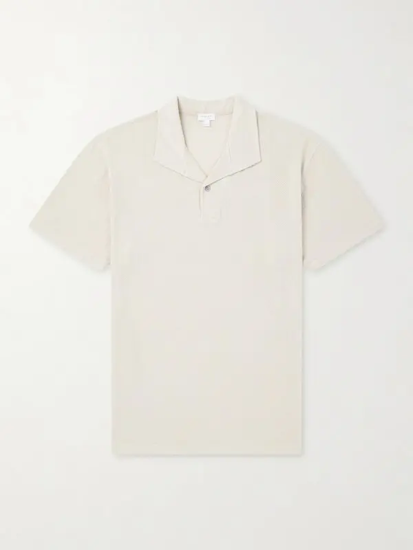 Sunspel Linen-piqué Polo Shirt - Neutrals