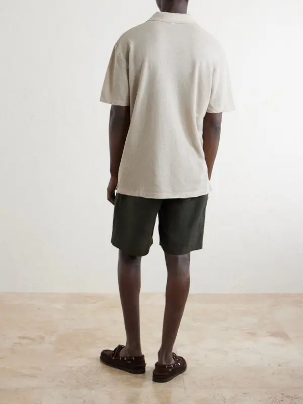 Sunspel Linen-piqué Polo Shirt - Neutrals