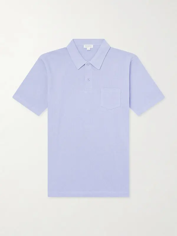 Sunspel Riviera Cotton-mesh Polo Shirt - Blue