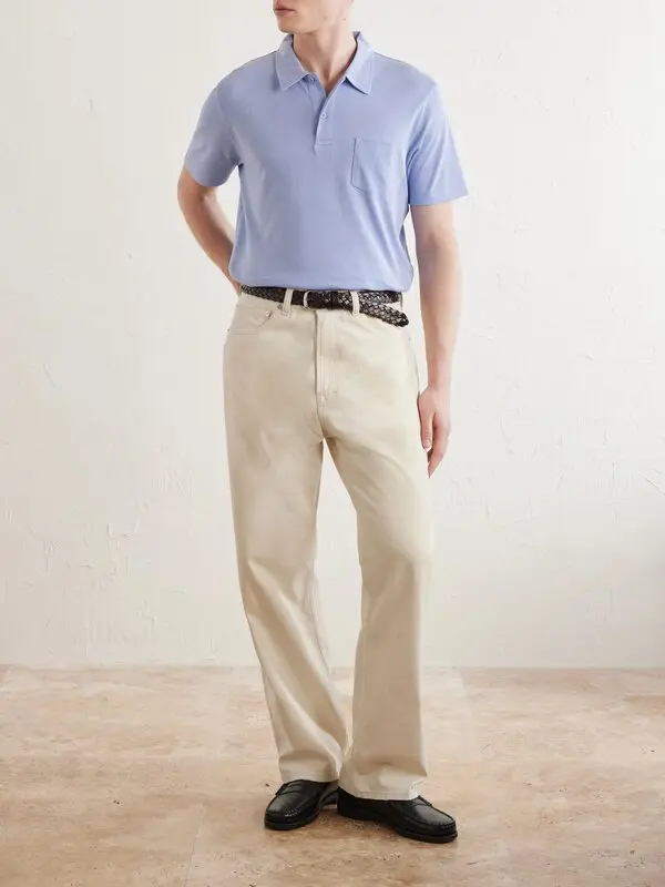 Sunspel Riviera Cotton-mesh Polo Shirt - Blue