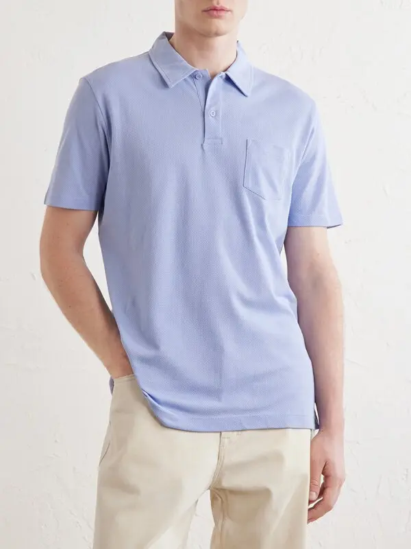Sunspel Riviera Cotton-mesh Polo Shirt - Blue