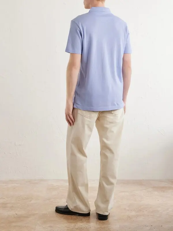 Sunspel Riviera Cotton-mesh Polo Shirt - Blue