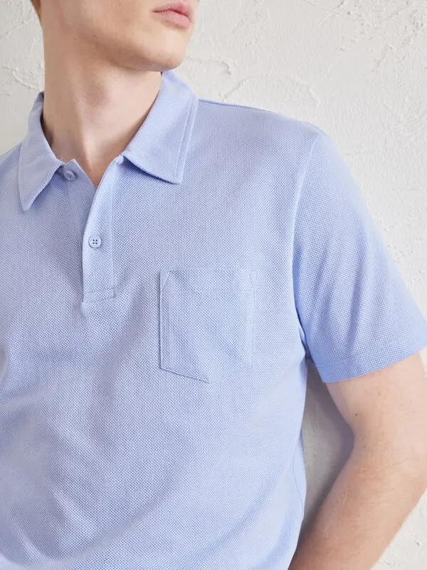Sunspel Riviera Cotton-mesh Polo Shirt - Blue