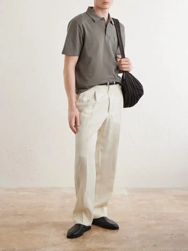 Sunspel Riviera Cotton-mesh Polo Shirt - Gray