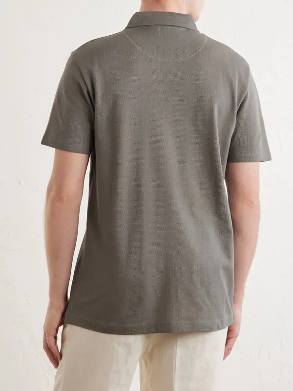 Sunspel Riviera Cotton-mesh Polo Shirt - Gray