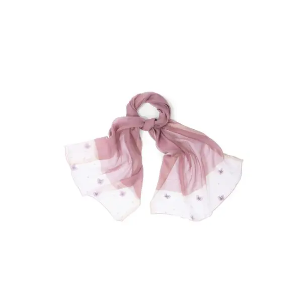 Saachi Butterfly Detail Silk Scarf - Pink